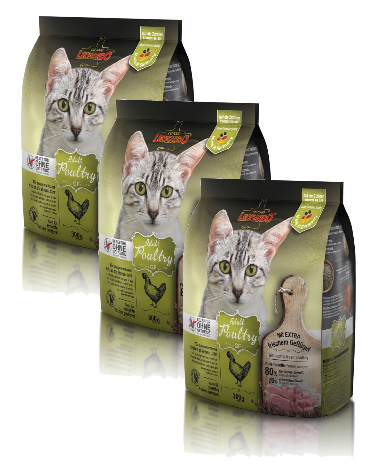 Katzen Trockenfutter - 3x Adult GF Poultry mit Geflügel 300g ...