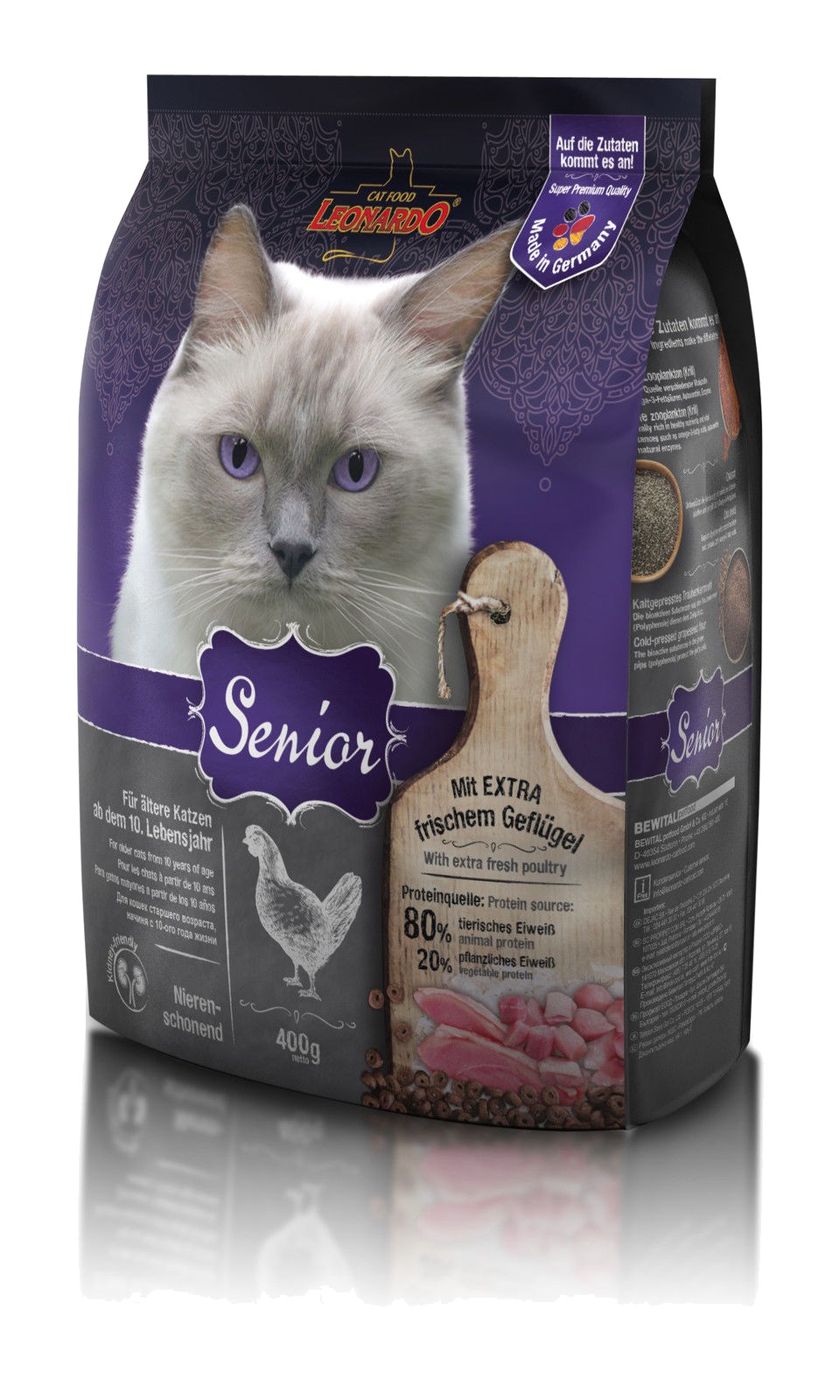 Katzen Trockenfutter - Senior mit Geflügel und Reis 300g - Leonardo ...