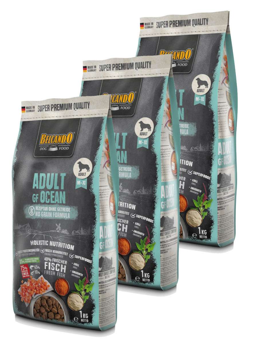 Hunde Trockenfutter - 3x Adult GF Ocean mit Fisch 1kg - Belcando ...