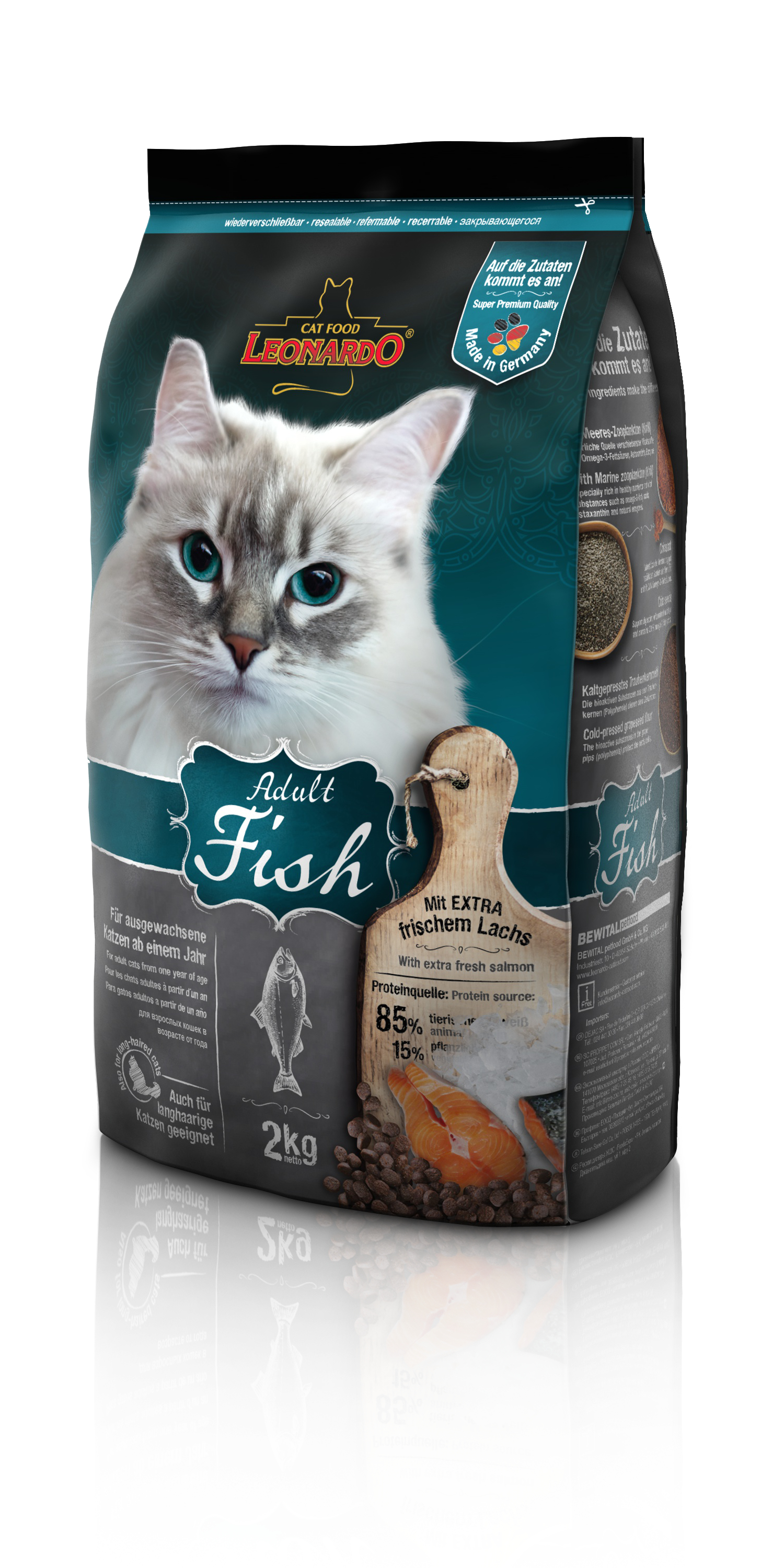 Katzen Trockenfutter - Adult Fish mit Fisch & Reis 1,8 Kg - Leonardo ...