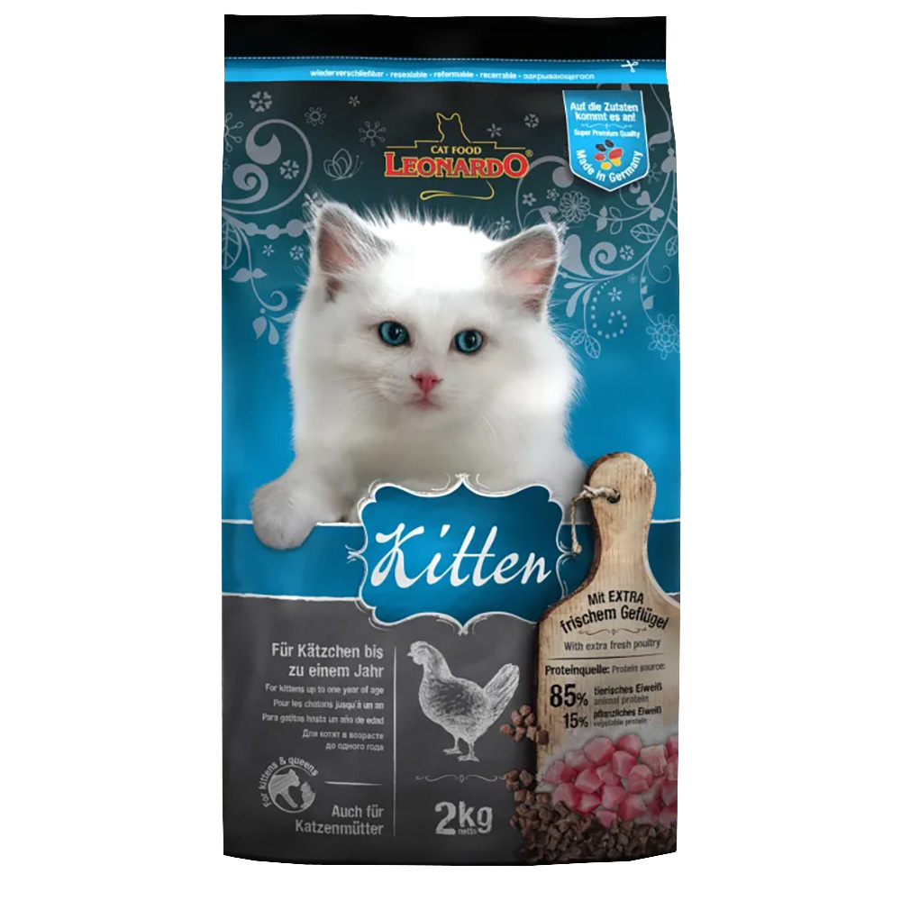 Katzen Trockenfutter - Kitten mit Geflügel 2Kg - Leonardo Katzenfutter ...